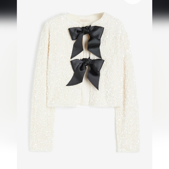H&M | Jackets & Coats | Nwt Sequin Bow Jacket | Poshmark